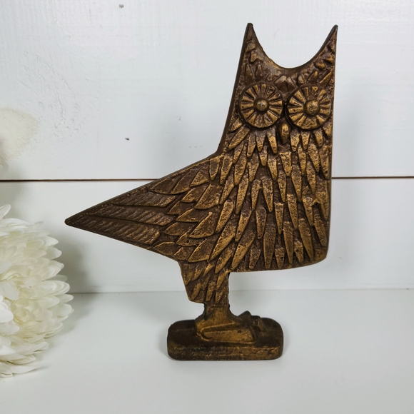 Vintage | Accents | Mid Century Modern Owl Sculpture Vintage Cast Metal ...